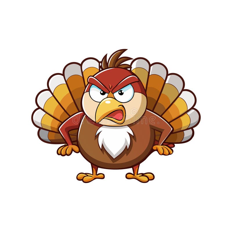 Angry Cartoon Turkey Character Illustration – Perfect for Thanksgiving ...