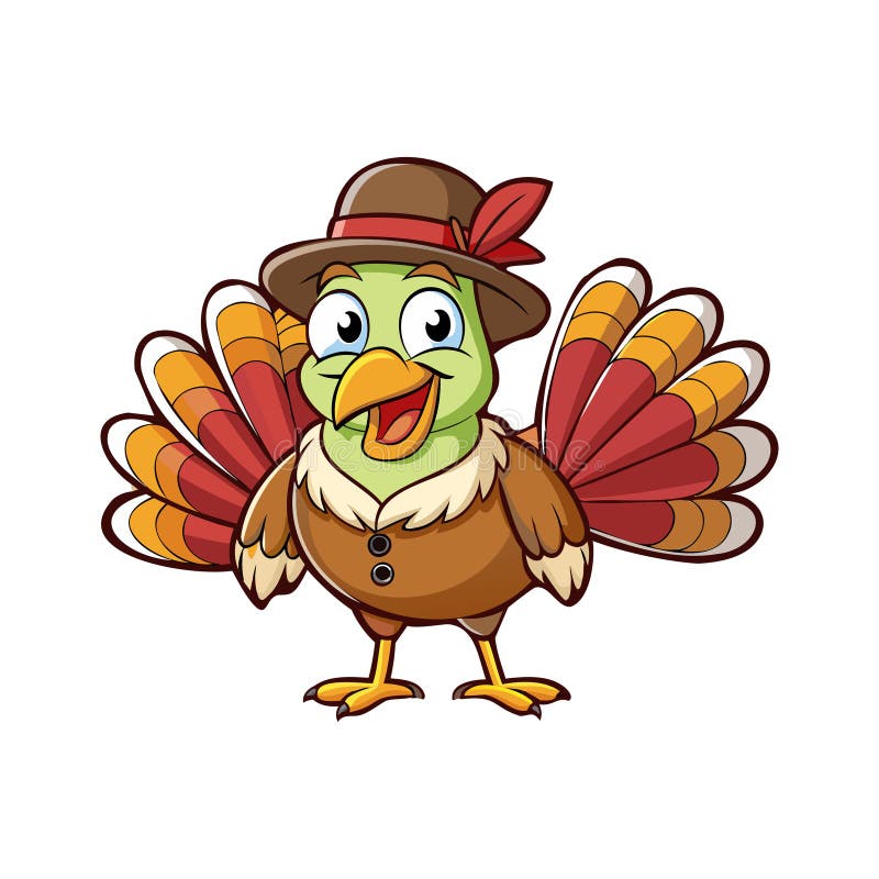Colorful Cartoon Turkey Illustration for Thanksgiving Holiday Stock ...