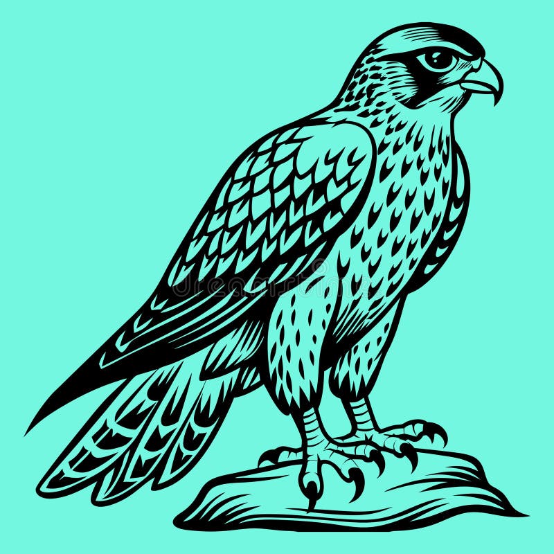 Hawk Perched Vector Art Illustration Degine Stock Illustration ...