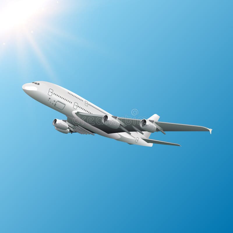 3D Airoplane Flying in the Sky. Plane Fly in Sky in Vector Design Stock ...