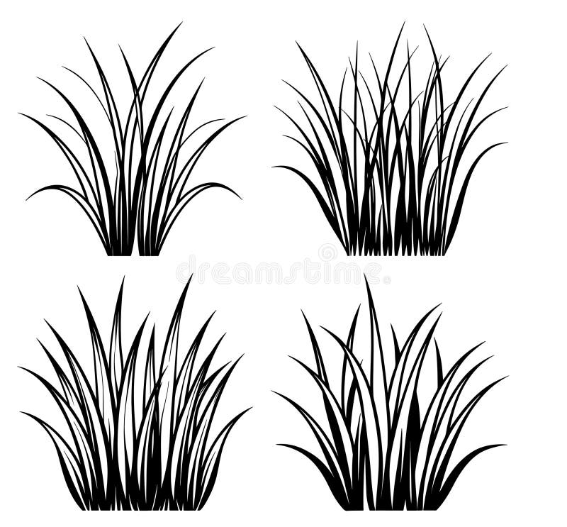 3d Rendering of Dynamic Grass Silhouette Line Art Stock Vector ...