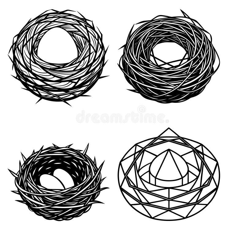 3d Rendering of Dynamic Nest Silhouette Line Art Stock Illustration ...