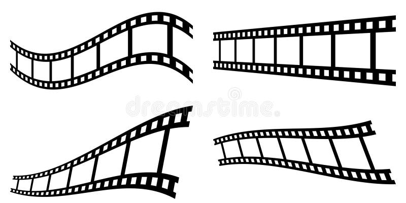 Curved Film Strip Set Isolated on White Background. Movie and Photo ...