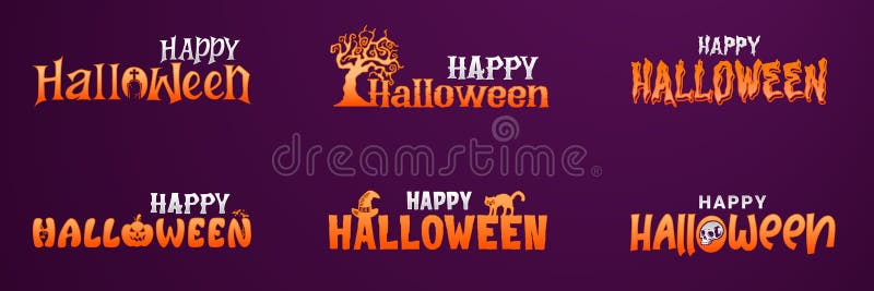 Happy Halloween Typography Design Set in Spooky Fonts. Creepy, Horror ...