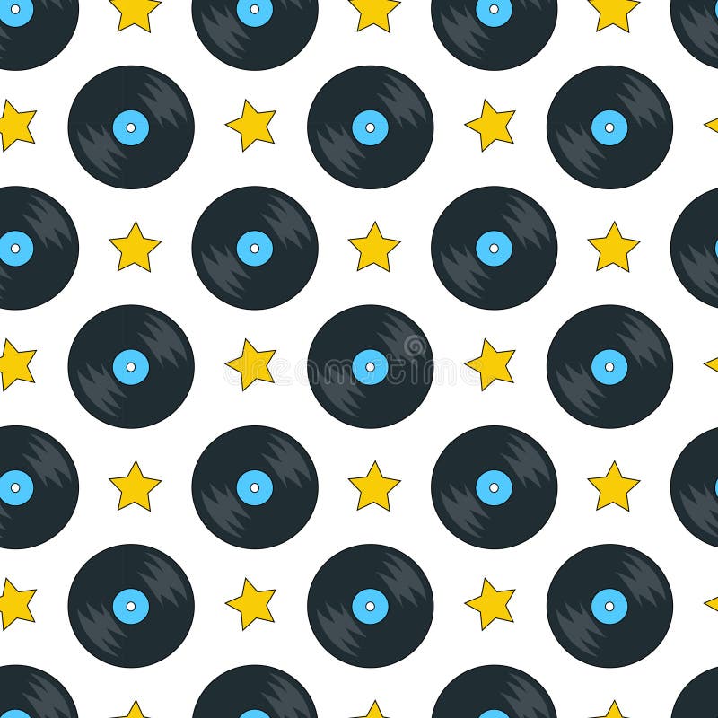 Seamless Pattern with Vinyl Record and Star. Stock Vector ...