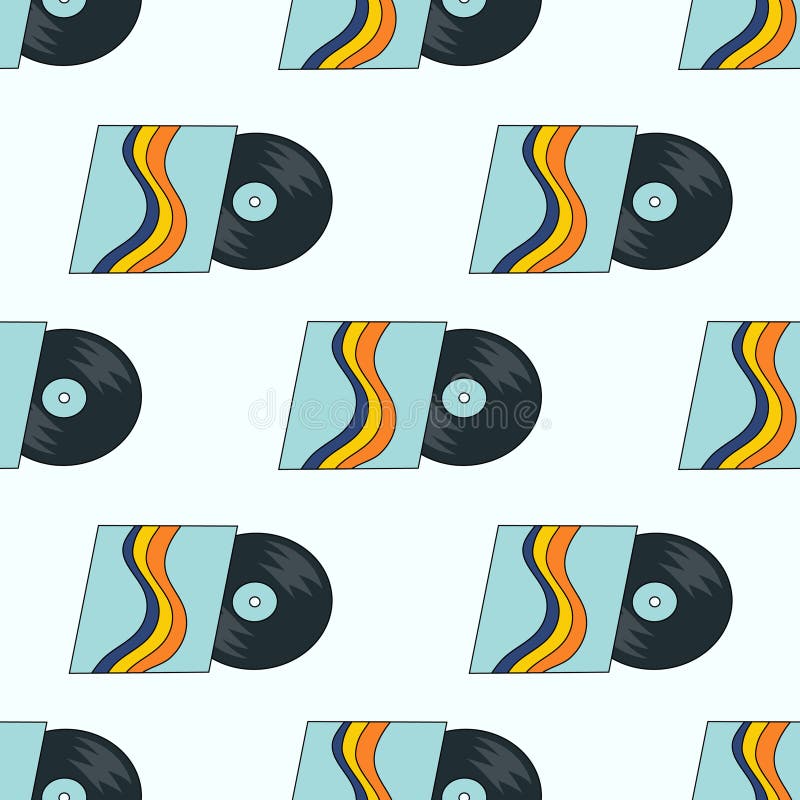Seamless Pattern. Blue Vinyl Record. LP or Long Play Music Disc. DJ ...