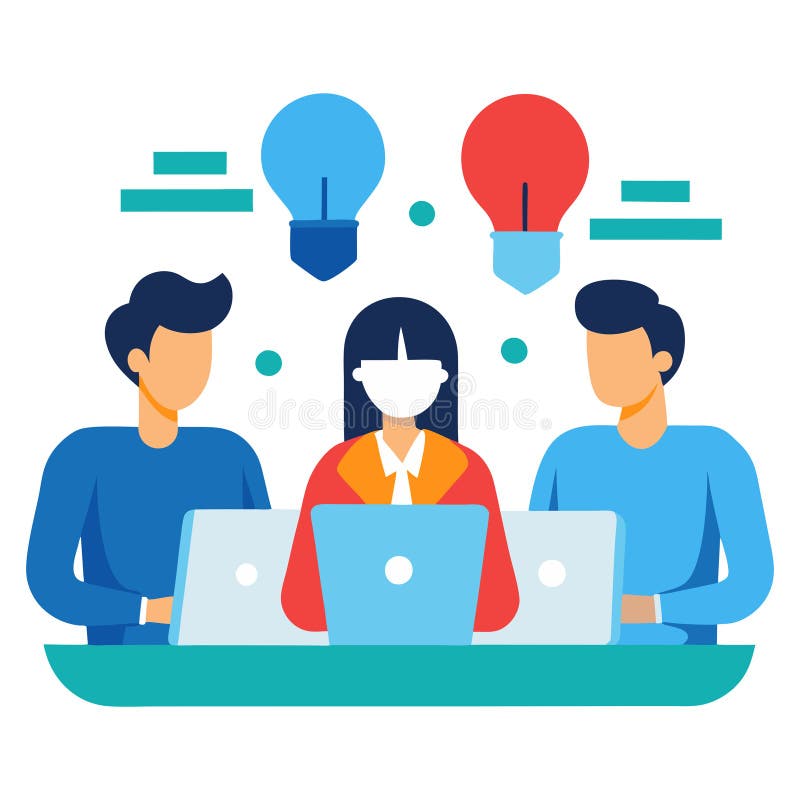 Teamwork and Office Collaboration Icons for Business Communication and ...