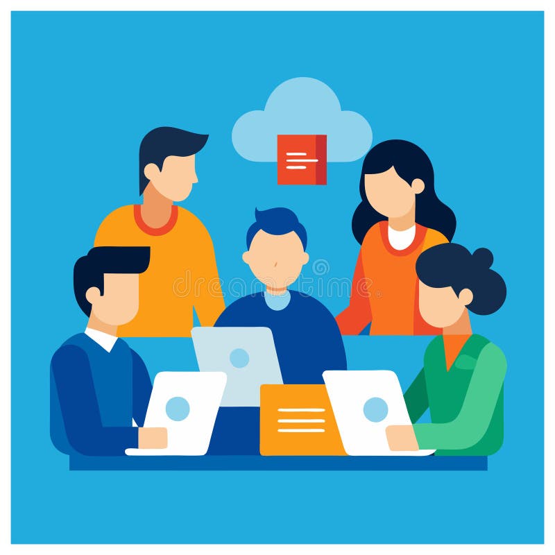 Teamwork and Office Collaboration Icons for Business Communication and ...