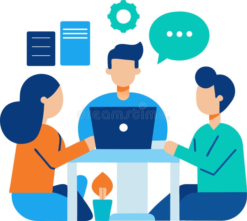 Teamwork and Office Collaboration Icons for Business Communication and ...