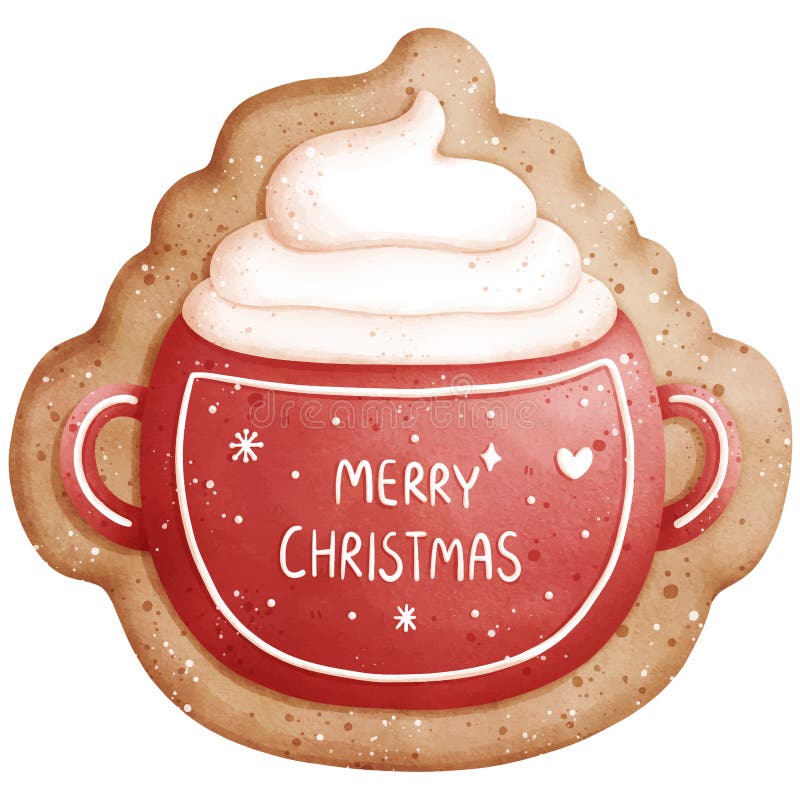 Watercolor Christmas Mug Cookie Vector Illustration Isolated on White ...