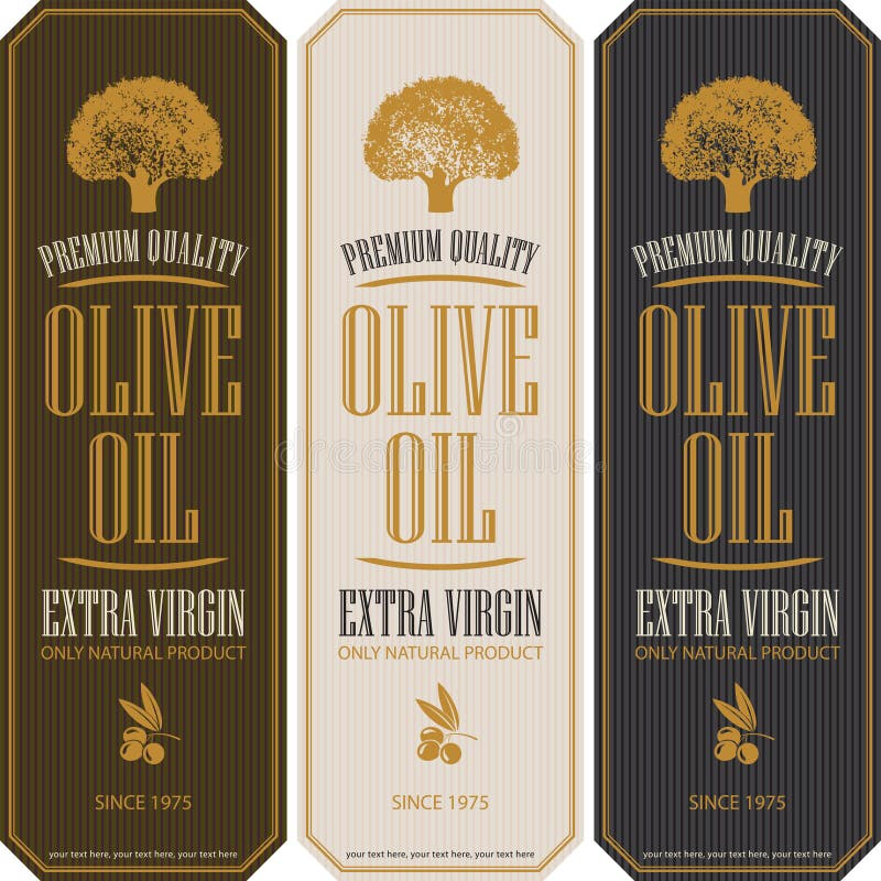 Labels for Olives or Olive Oil with Olive Tree Stock Illustration ...