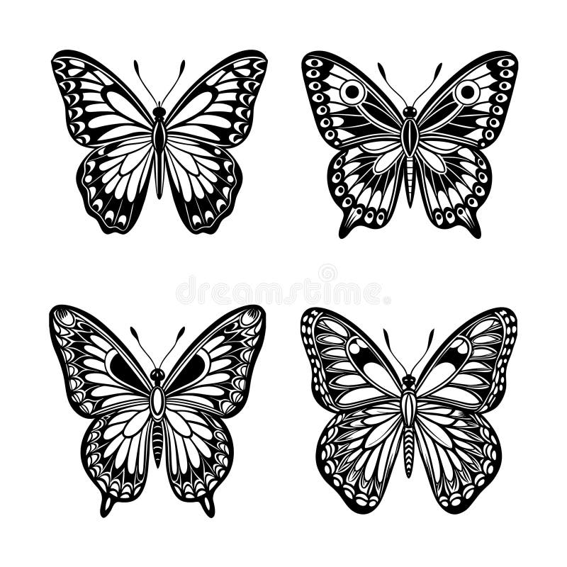 Black and White Butterfly Graphics for Wildlife Designs, Elegant ...