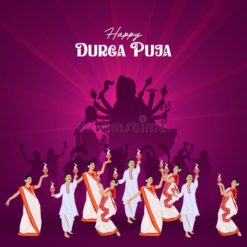 Durga Puja Celebration with Maa Durga Kill Rakshas. Stock Vector ...