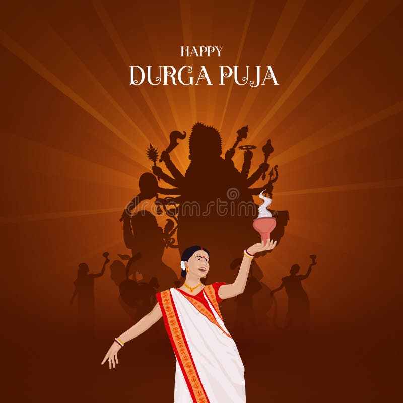 Durga Puja Celebration with Maa Durga Kill Rakshas. Stock Vector ...