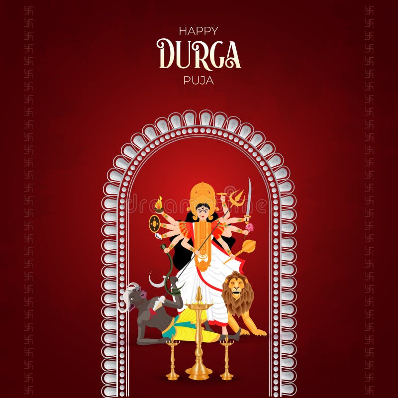 Durga Puja Celebration with Maa Durga Kill Rakshas. Stock Vector ...