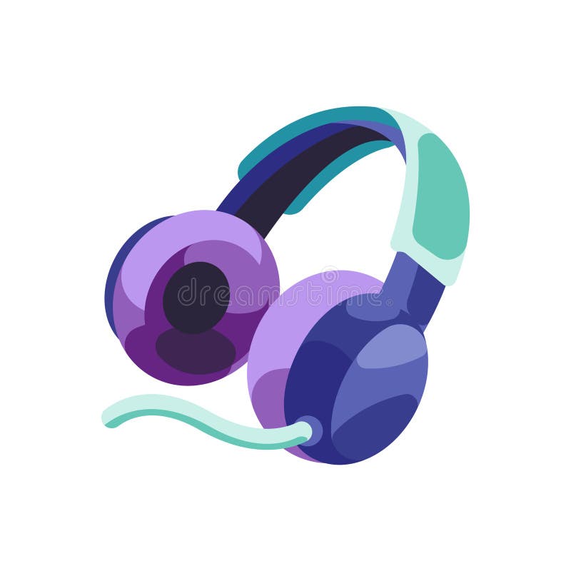 Colorful Cartoon Headset Illustration with Microphone on White ...