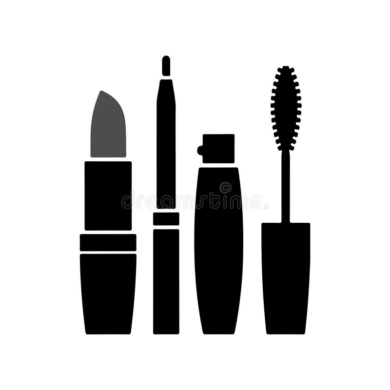 Black Filled Make Up Tools Vector Style Silhouette Stock Vector ...