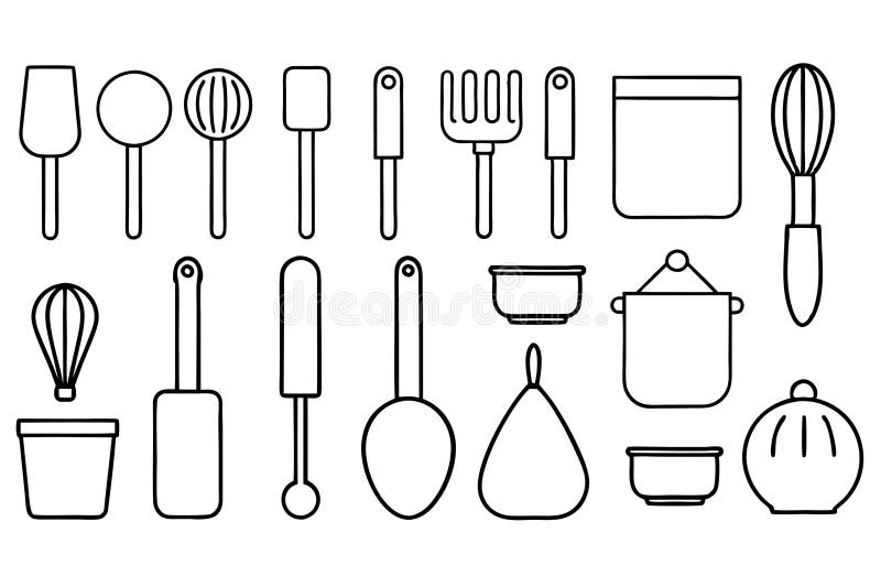 Comprehensive Kitchen Tools Silhouette Vector Collection Essential ...