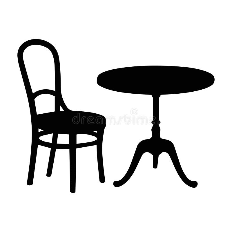 Chair Table Set Vector Style Silhouette Stock Vector - Illustration of ...