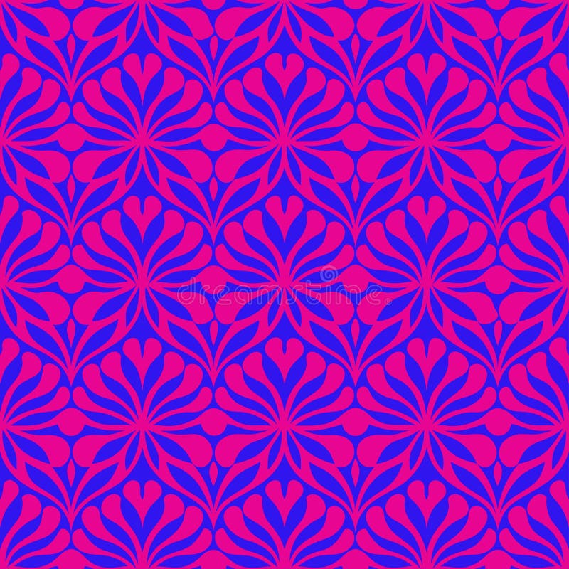 Vibrant Seamless Floral Abstract Pattern with Magenta and Blue Elements ...