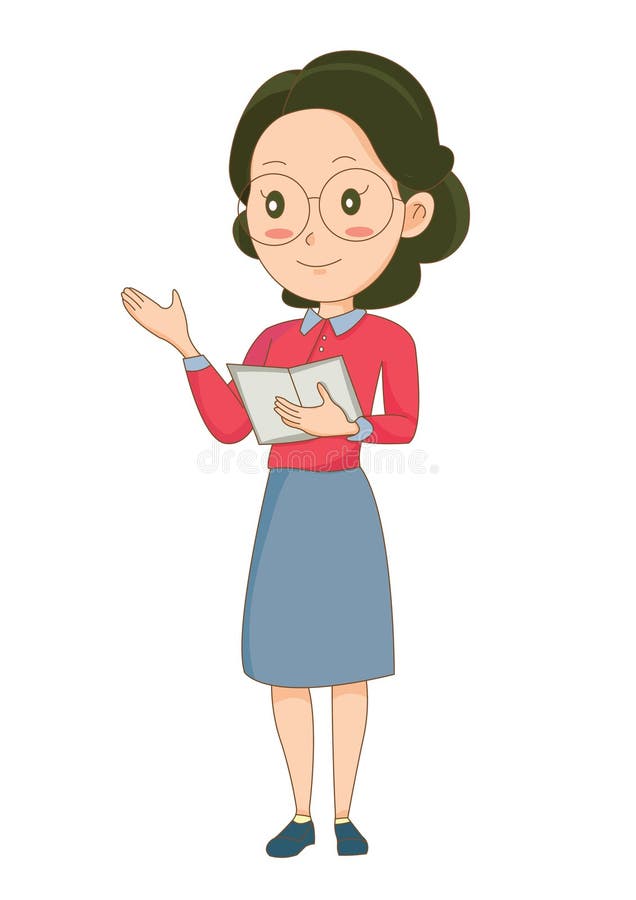 Cute Woman Teacher Character Cartoon Art Illustration Stock Vector ...