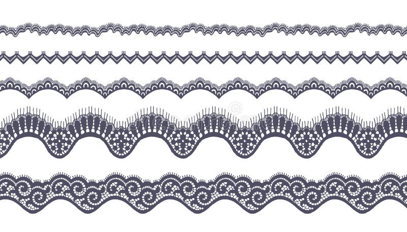 Collection of Various Fan-Shaped Lace Trim. Stock Vector - Illustration ...