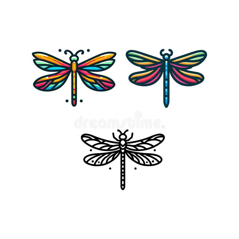 Vector Color Art Dragonfly Nature Wildlife Fly Stock Illustration ...