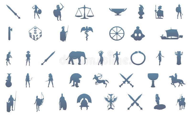 Historical Icon Collection. Rome Icon Set Stock Illustration ...