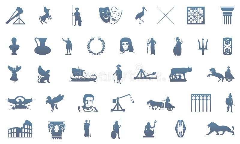 Historical Icon Collection. Rome Icon Set Stock Illustration ...