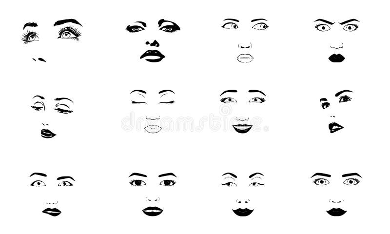 Face expression icon set stock illustration. Illustration of black ...