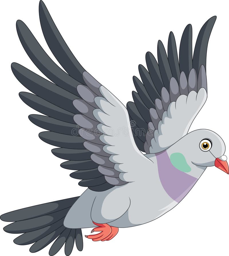 Illustration of Cartoon Pigeon Flying Stock Vector - Illustration of ...