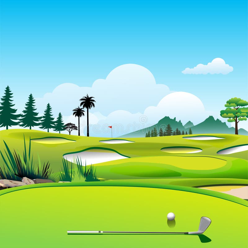 Golf course scenery, stock vector. Illustration of game - 339654644