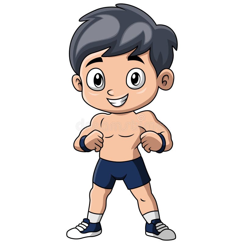 Cute Boy are Exercising at the Gym Stock Vector - Illustration of boxer ...
