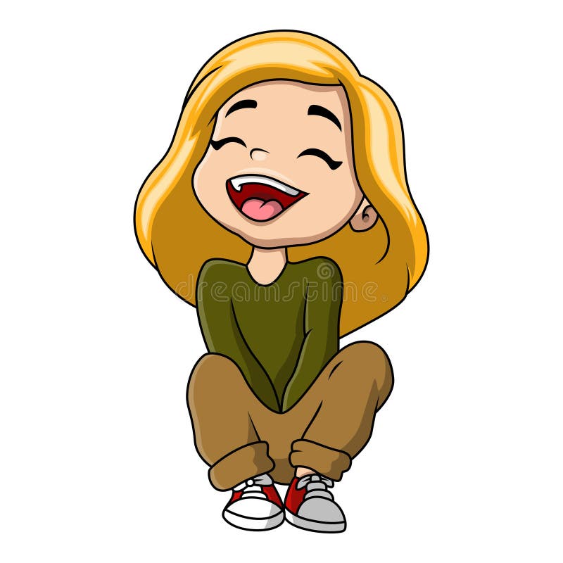 Cute Funny Happy Girl Cartoon Stock Vector - Illustration of little ...