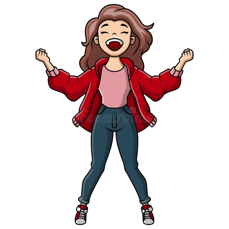 Cute Funny Happy Girl Cartoon Stock Vector - Illustration of attractive ...