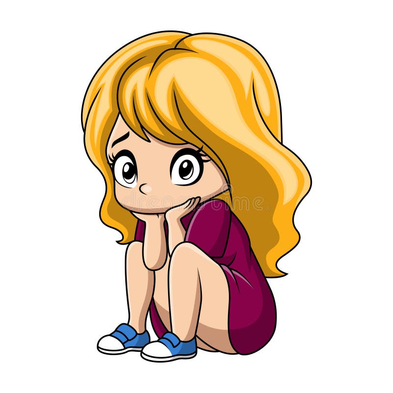 Cute Girl Sad Expression Face Stock Vector - Illustration of person ...
