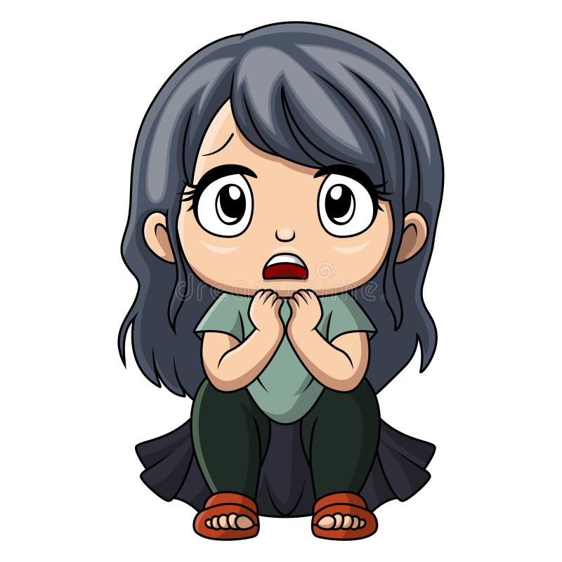 Cute Girl Sad Expression Face Stock Vector - Illustration of afraid ...