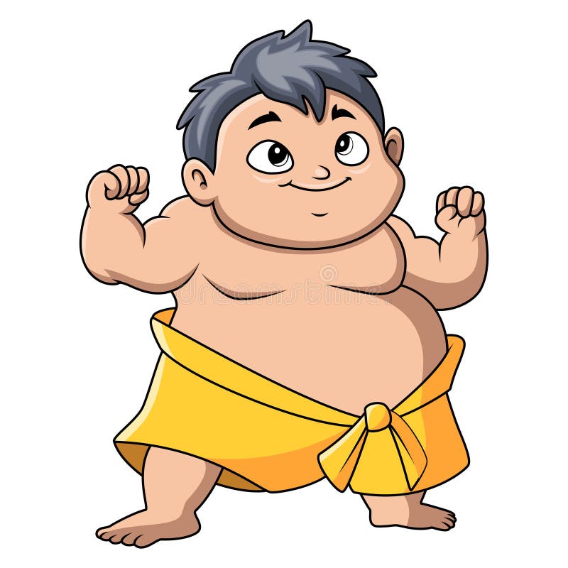 Cute Boy Sumo Cartoon Happy Stock Vector - Illustration of person ...