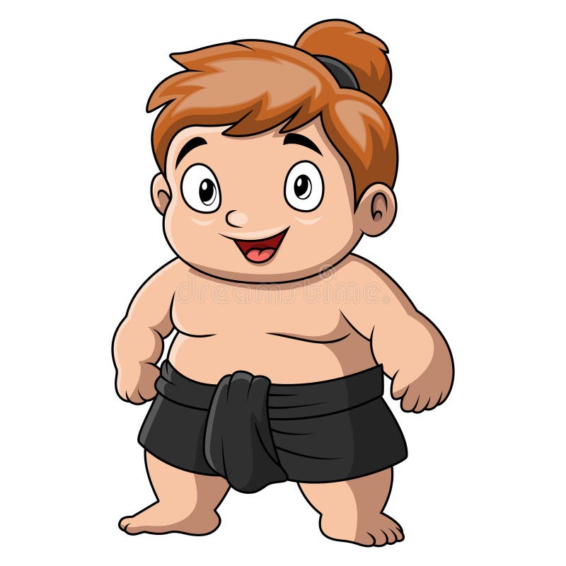 Cute Boy Sumo Cartoon Happy Stock Vector - Illustration of little ...
