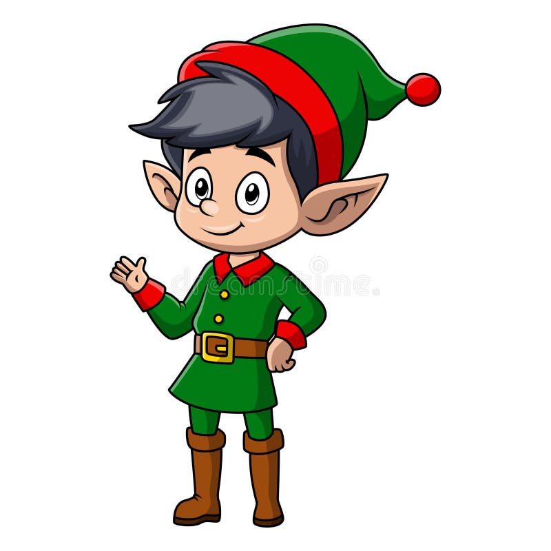 Cute Christmas Elf Boy Cartoon Stock Vector - Illustration of cartoon ...