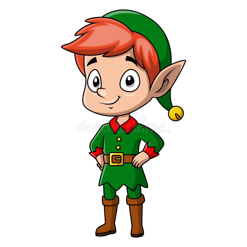 Cute Christmas Elf Boy Cartoon Stock Vector - Illustration of adorable, cheerful: 339755731