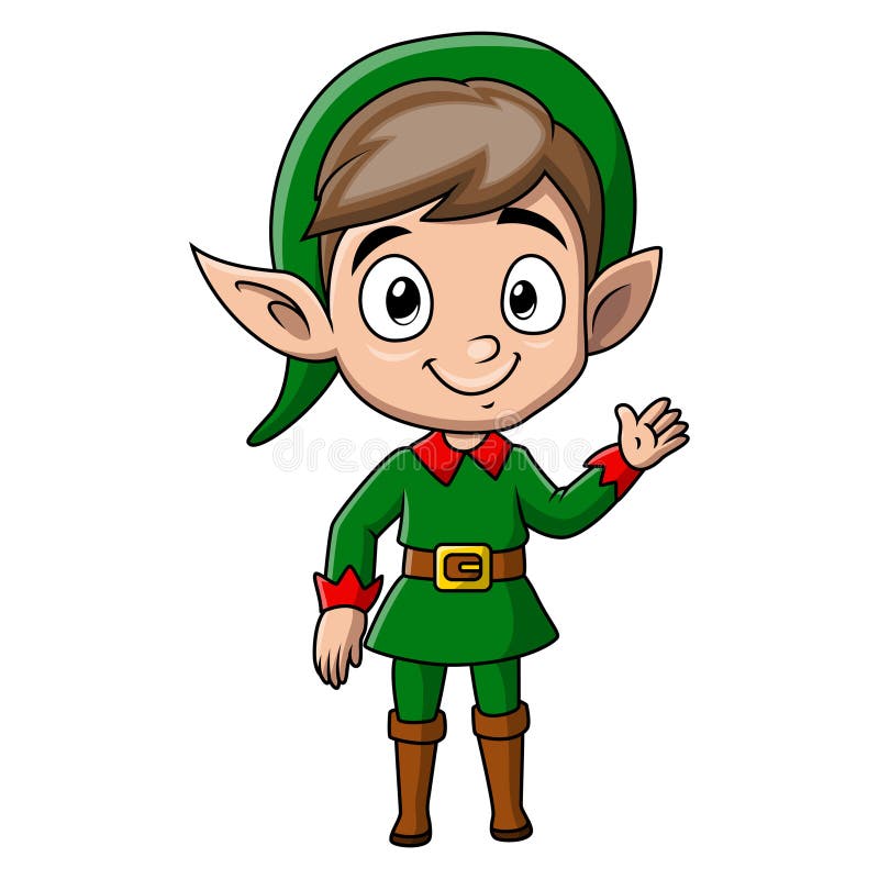 Cute Christmas Elf Boy Cartoon Stock Vector - Illustration of adorable ...