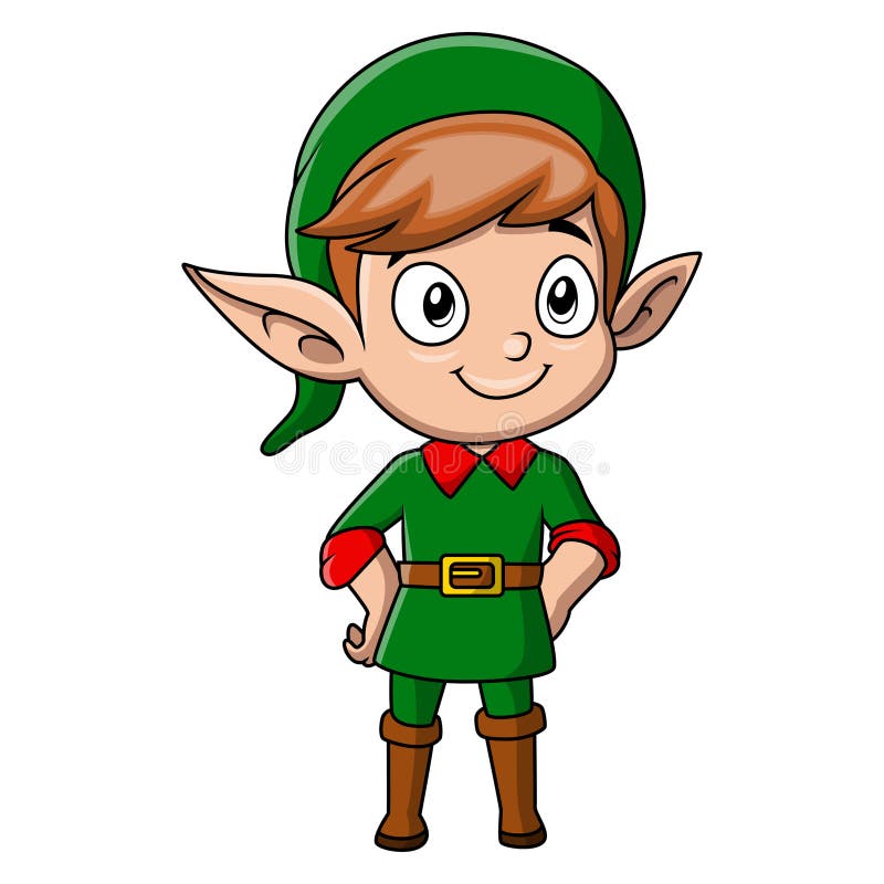 Cute Christmas Elf Boy Cartoon Stock Vector - Illustration of season ...