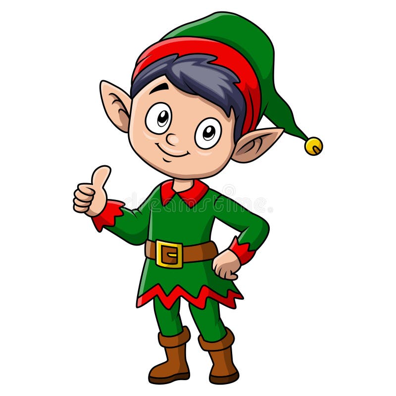Cute Christmas Elf Boy Cartoon Stock Vector - Illustration of costume ...
