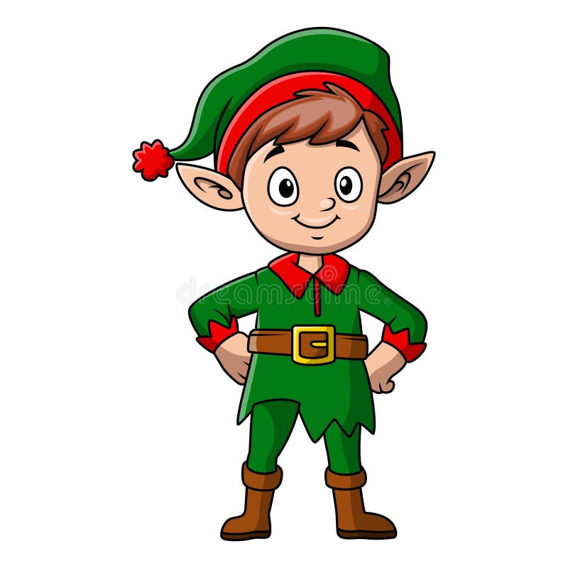 Cute Christmas Elf Boy Cartoon Stock Vector - Illustration of dwarf ...