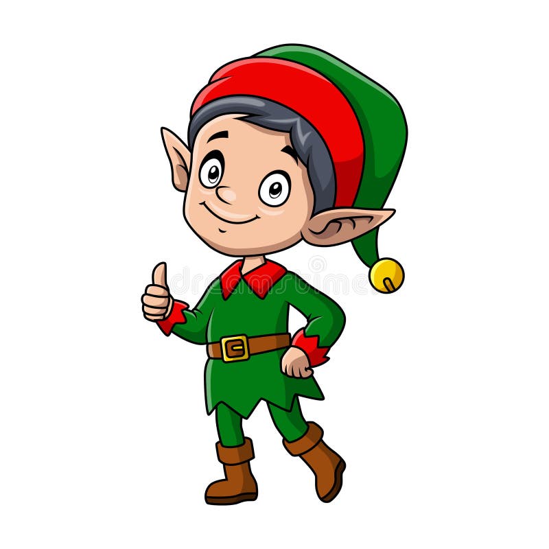 Cute Christmas Elf Boy Cartoon Stock Vector - Illustration of adorable ...