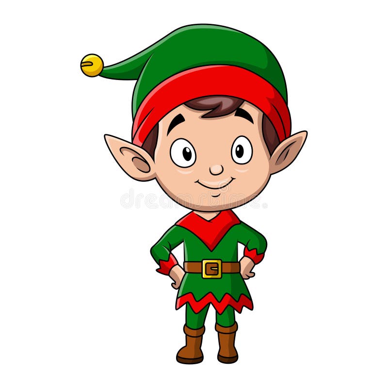 Cute Christmas Elf Boy Cartoon Stock Vector - Illustration of character ...