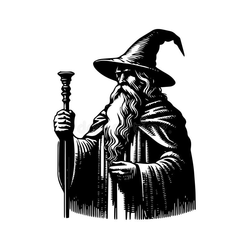 Wizard Silhouette Illustration Stock Illustration - Illustration of ...