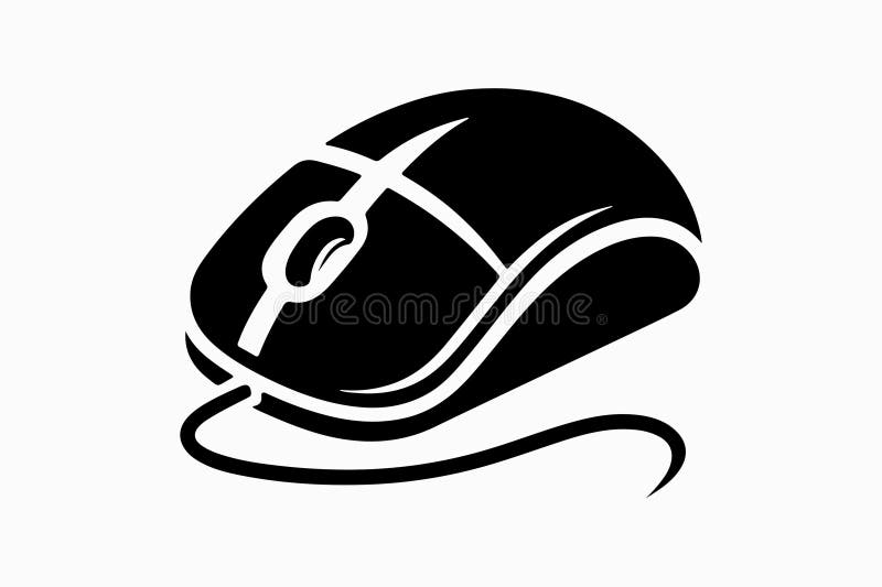 Minimalist Black and White Computer Mouse Icon for Technology Stock ...