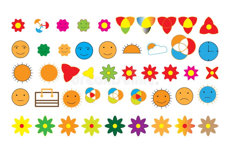 Set of Colorful Icon Vector Illustrations. Stock Illustration ...